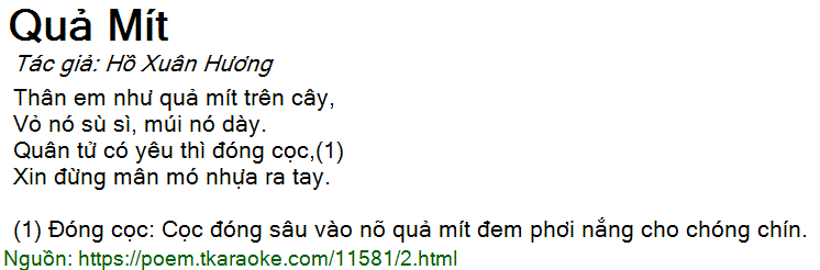 Lời bài thơ Quả Mít (Hồ Xuân Hương)